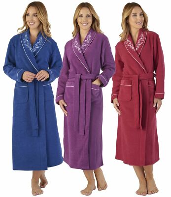 Slenderella Wrap Dressing Gown Embroidered Boucle Fleece Tie Robe ...