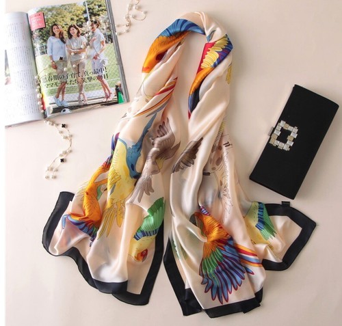 edel Halstuch Seide 180x90 orange Seidenschal Seidentuch Tuch ...