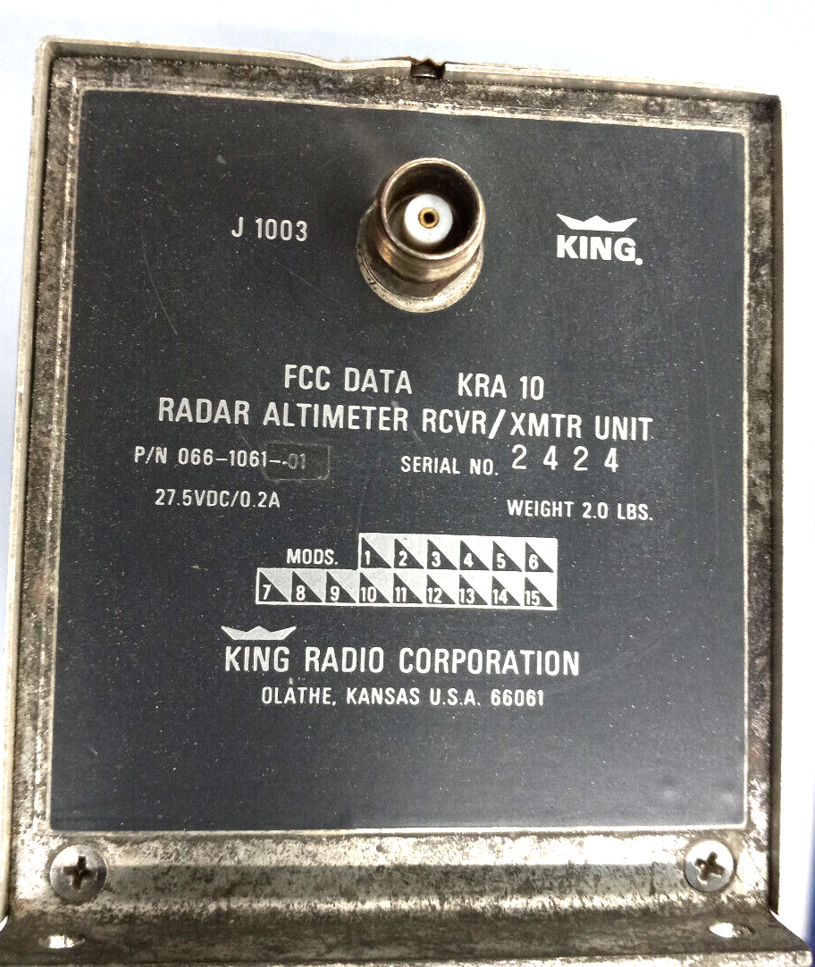 King Kra 10 Radar Altimeter System With KI 250 KA 131 Harness Coax ...