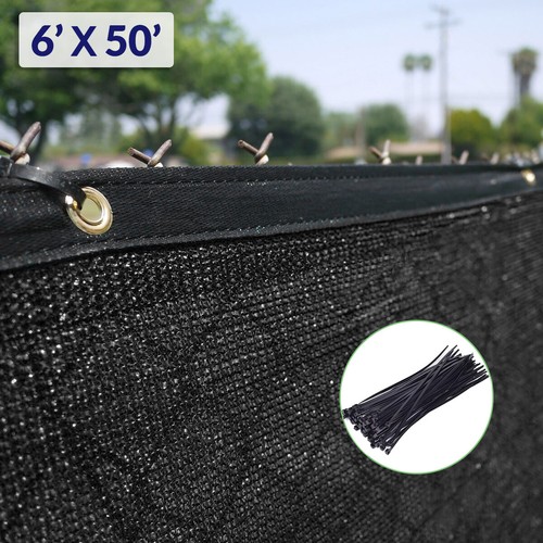 6' x 50' Black Fence Privacy Screen, Backyard Fabric Mesh Tarp Garden ...