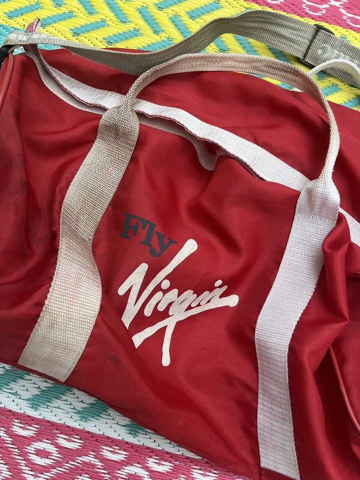 Vintage 1983 Virgin Atlantic Nylon Duffel Bag Red Retro Travel Hidden ...