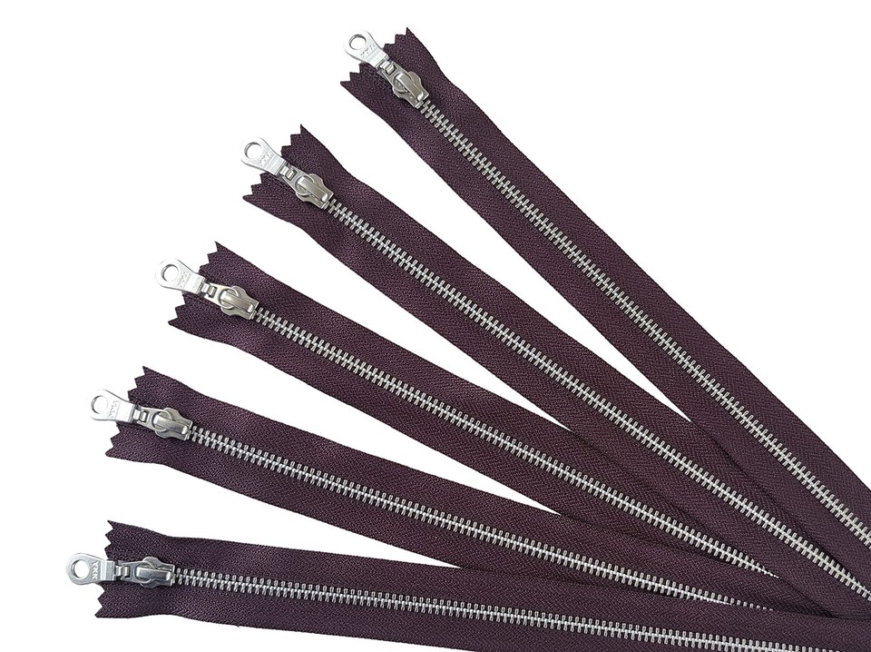 5 PCS 5 8 Inch Closed-End Zippers, Aluminum Silver, Dark Brown, Donut ...