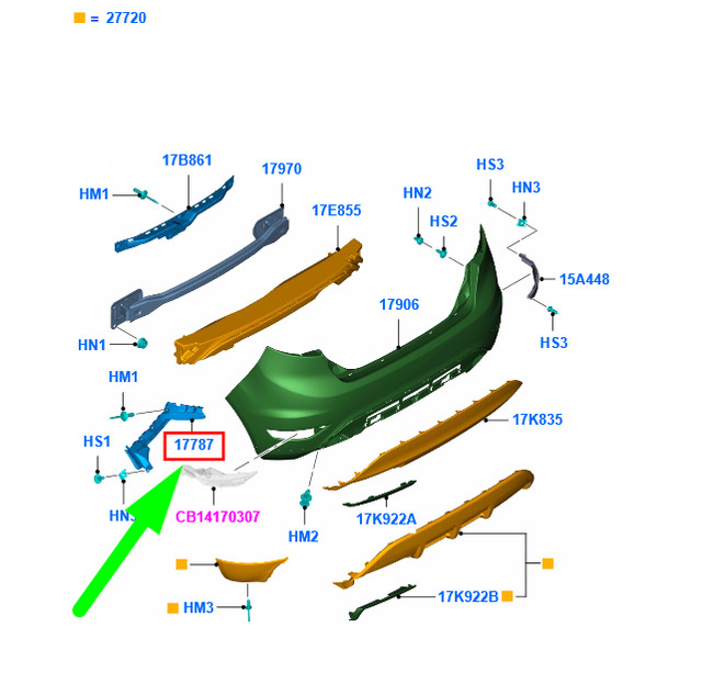 Genuine Ford Fiesta Mk7 Rear Bumper Bracket 1798170 Right 2008-2017 for ...