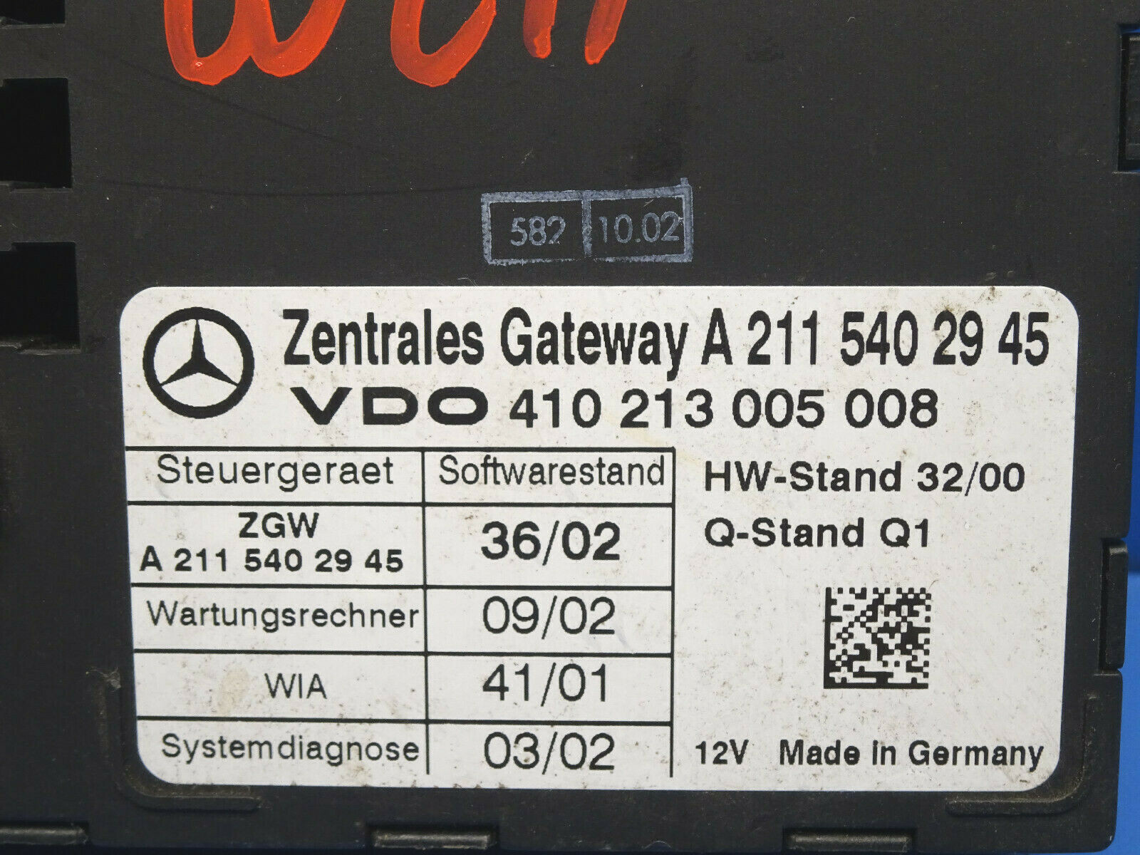MERCEDES CLASSE E W211 MODULE CONTROLE ZGW A 211 540 29 45 ...