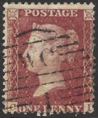 GB QV, 1856-8, SG#40, 1d Penny Red "Stars" Corner Letters CI, Used # ...