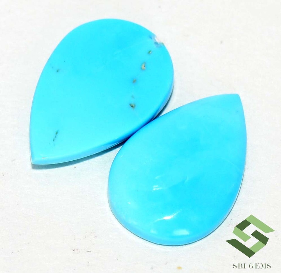 12x8 mm To 19x10 mm Certified Natural Turquoise Pear Cabochon Pair ...