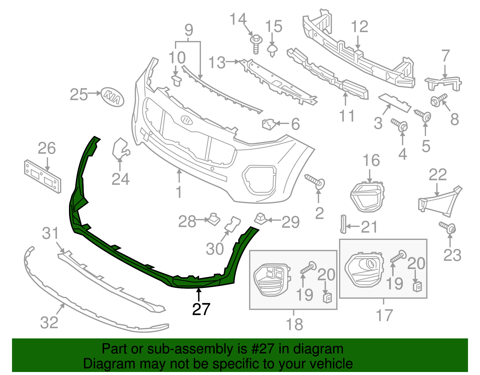 Kia OEM 17-18 Sportage Front Bumper Grille-valance Panel 86550D9000 for ...