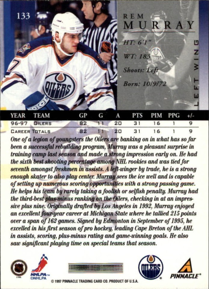 1997-98 Pinnacle #133 Rem Murray - NM-MT | eBay