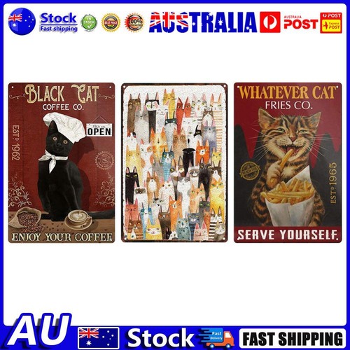AU Vintage Metal Sign Plaque Tin Signs Cats Iron Art Poster Decor for ...