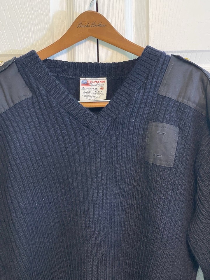 Commando by Jack Young Mens Wool Sweater Rib Knit Tactical Elbow Patch ...