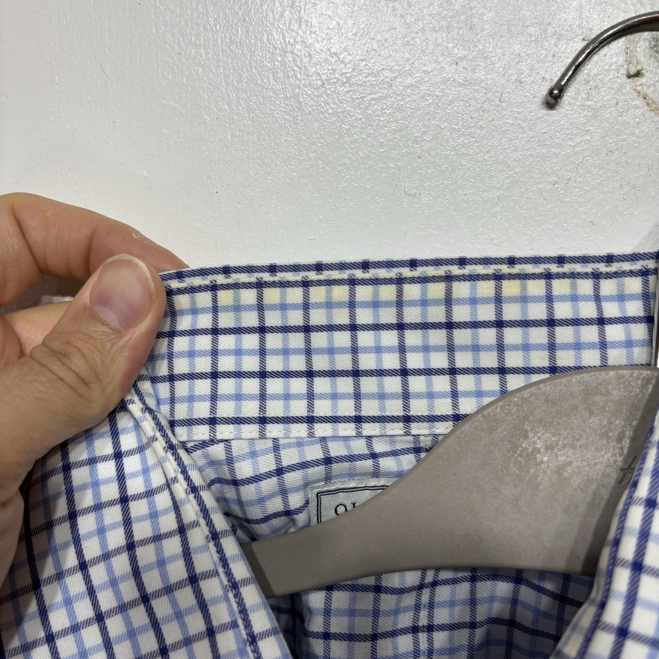 Oliver Brown Chelsea Shirt Blue Plaid Button Cuff Long Sleeve 18” 45cm ...