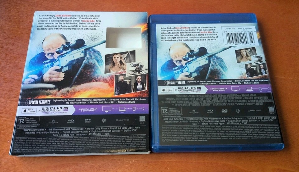Mechanic Resurrection Blu-ray Jason Statham Jessica Alba Tommy Lee ...