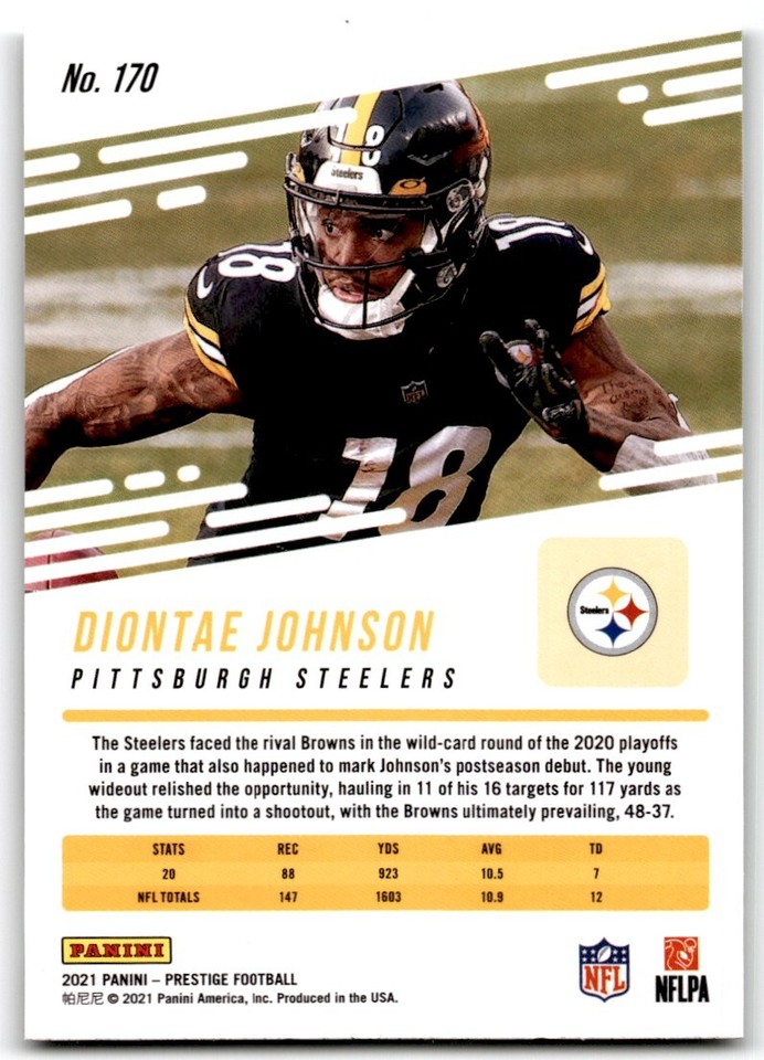 2021 PANINI PRESTIGE SUNBURST PARALLEL DONTE JOHNSON PITTSBURGH ...