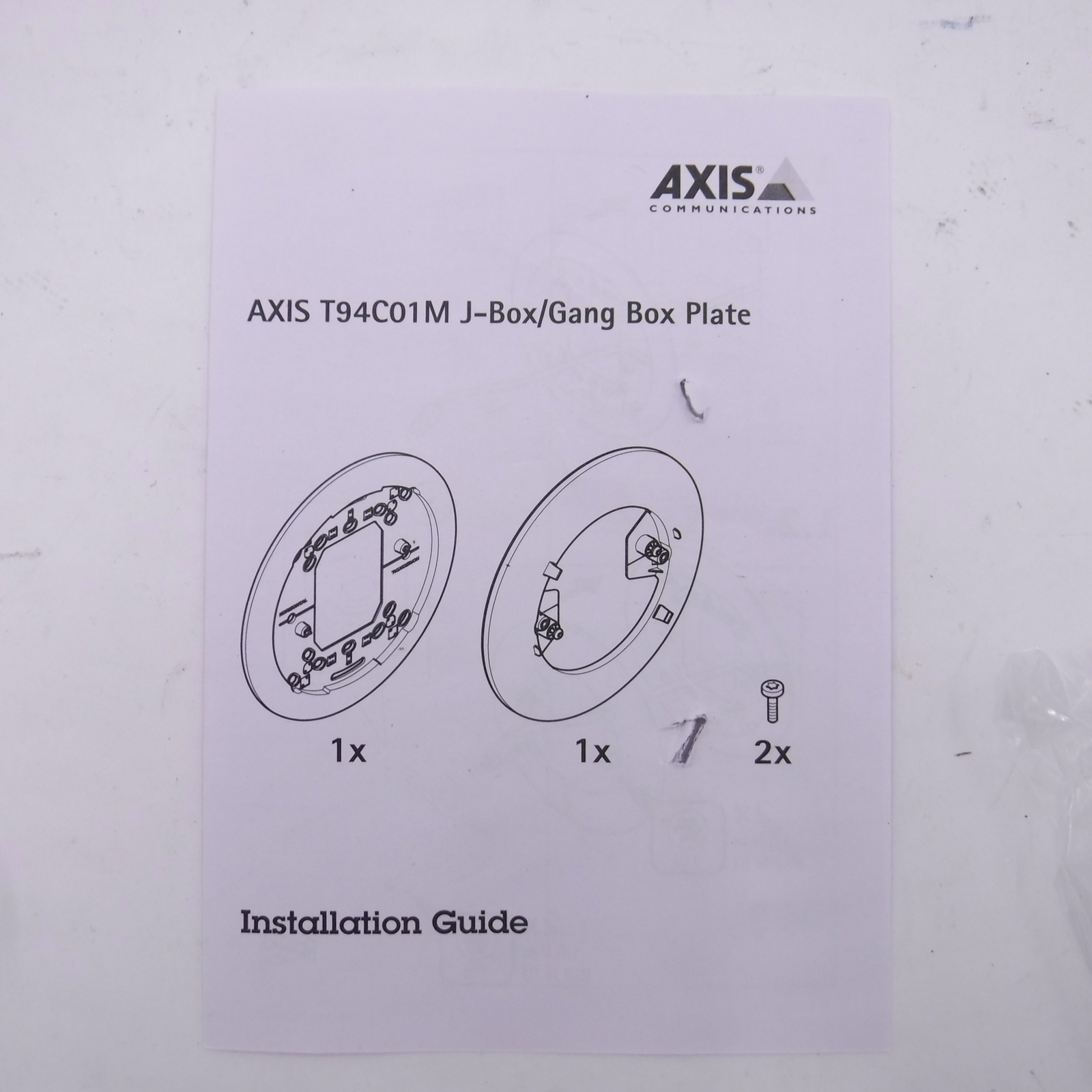 AXIS 01243-001 T94C01M Mounting Plate for Network Camera Mounting ...