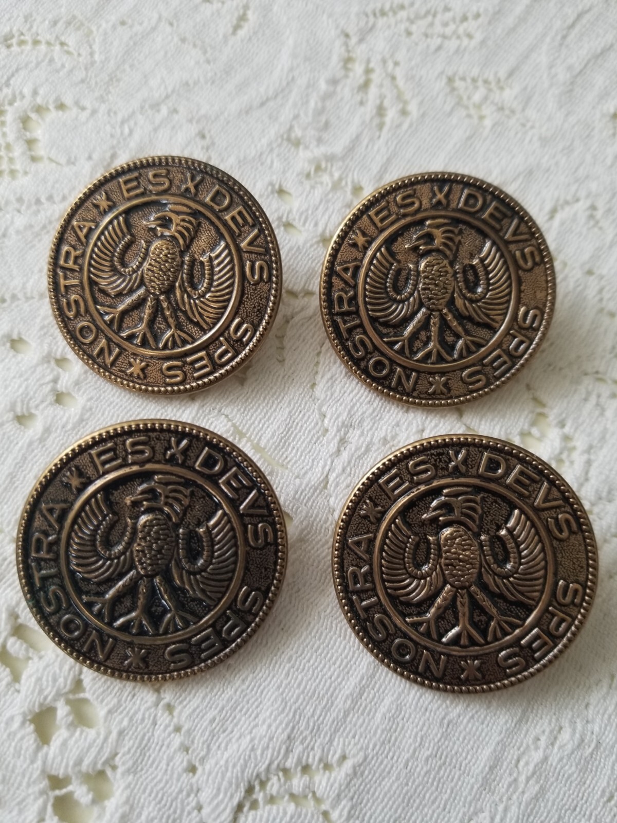 Vtg Hessian Soldier Brass Buttons ESX DEVS SPES NOSTRA Eagle Military ...