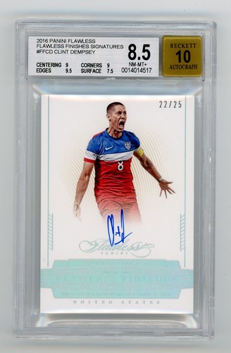 2016 PANINI FLAWLESS FINISHES SIGNATURES /25 CLINT DEMPSEY USA BGS 8.5 ...