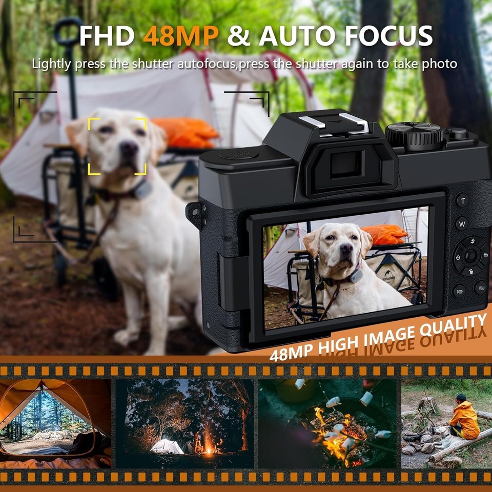 NBD 64GB TF 4K 48MP Digital Camera 16X Autofocus Vlogging Photography ...