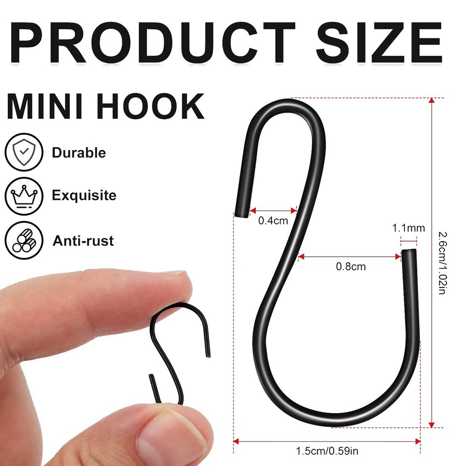 480Pcs 1-Inch S-Shaped Hook, S-Shaped Hook, Small S-Shaped Hook, Metal ...