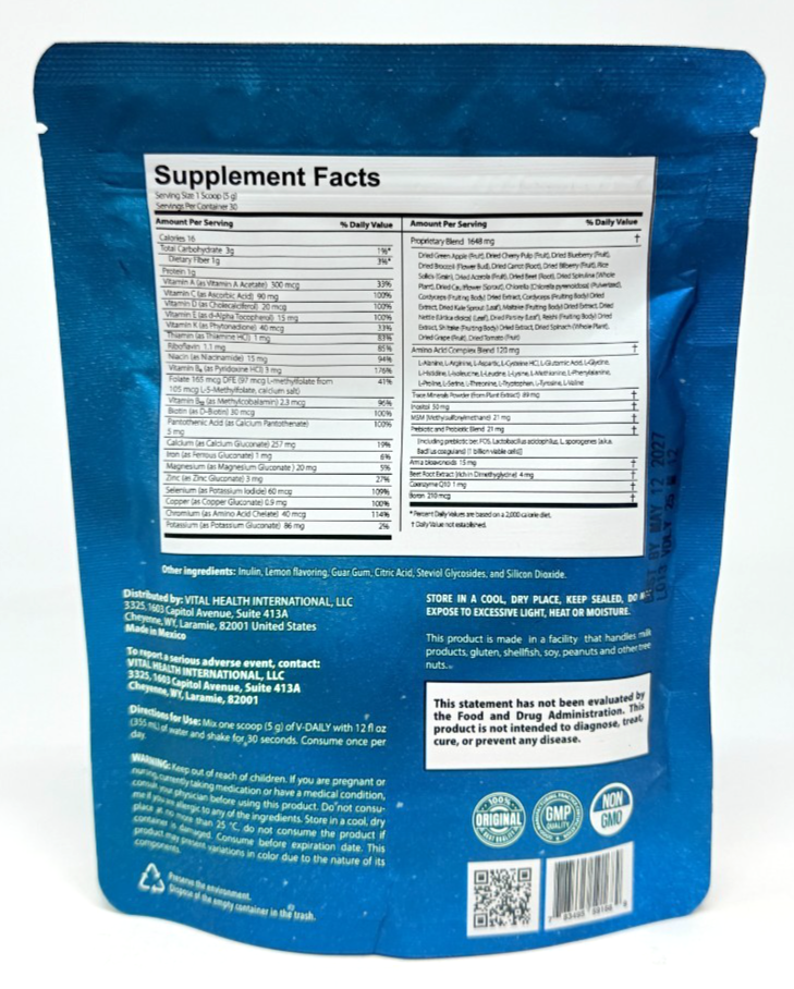 VitalHealth V Daily Lemon Multi-Vitamin Powder, 5.29oz Vital Health EXP ...