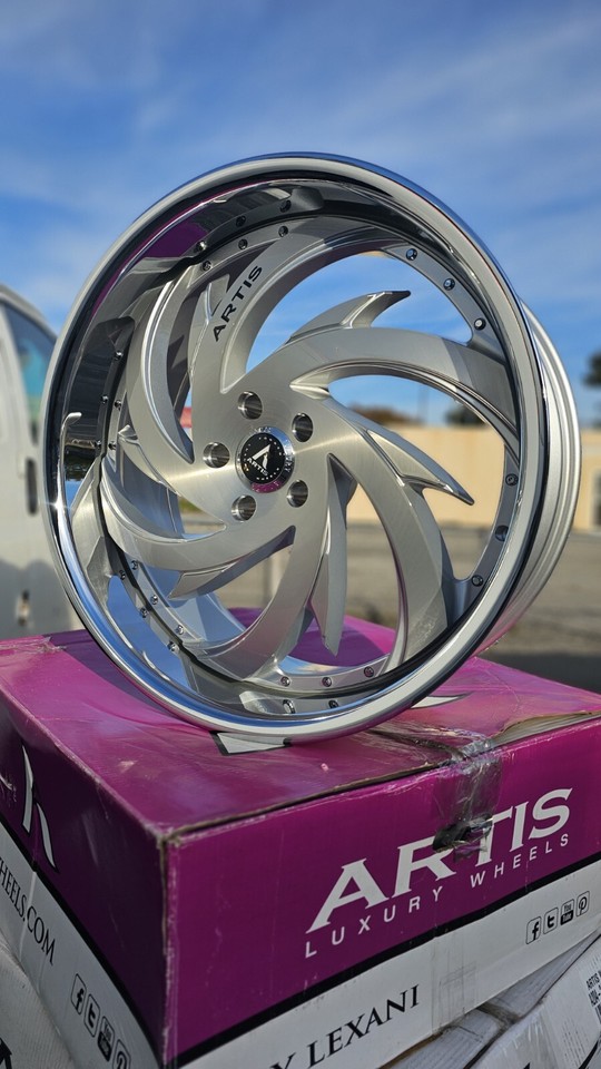 26" Inch Silver Brushed Artis Spada STAGGERED Wheels Rims 5x120 5x4.75 ...