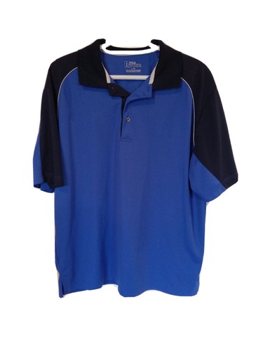 PGA Tour Mens L Shirt Golf Polo Short Sleeve Blue Black Mechanic ...
