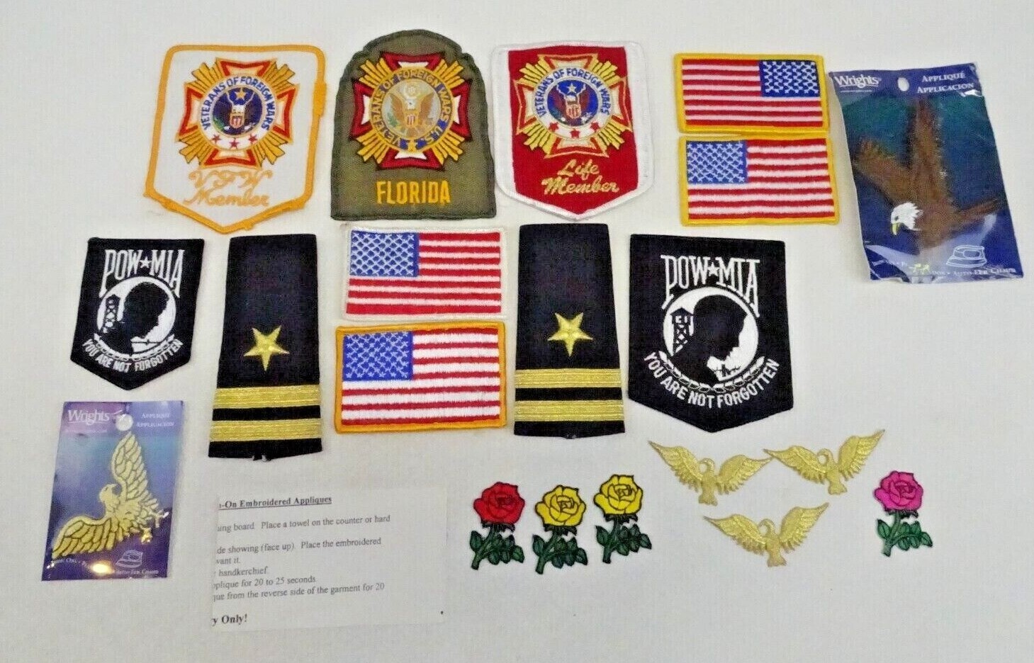 Lot 19 Military Patriotic VFW Florida Eagle Flag POW MIA Patches | eBay
