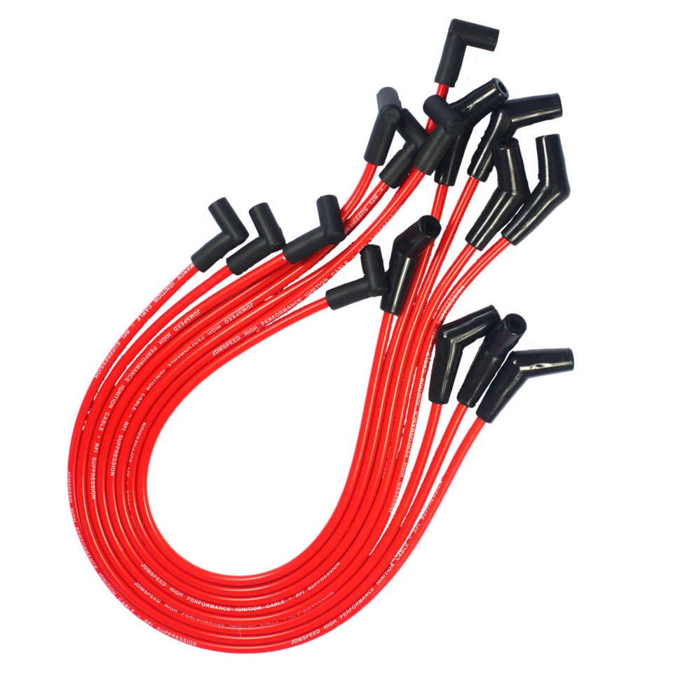 HEI RED Spiral Core SPARK PLUG WIRES 45 DEGREE END For BBC CHEVY 396 ...