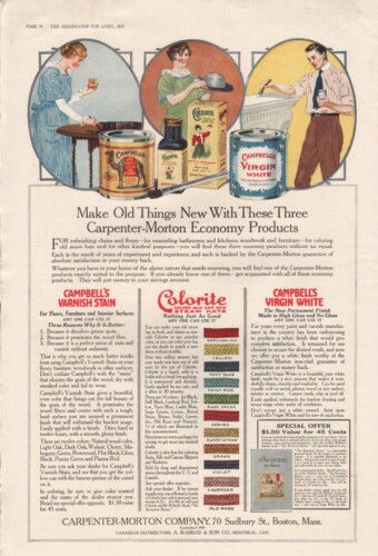 1917 CARPENTER MORTON CAMPBELL DECOR COLORITE PAINT ARCHITECT BOSTON AD ...