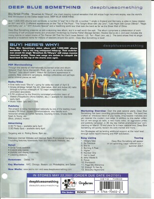 DEEP BLUE SOMETHING Rare VINTAGE PROMO TRADE AD Poster for 2001 CD MINT ...
