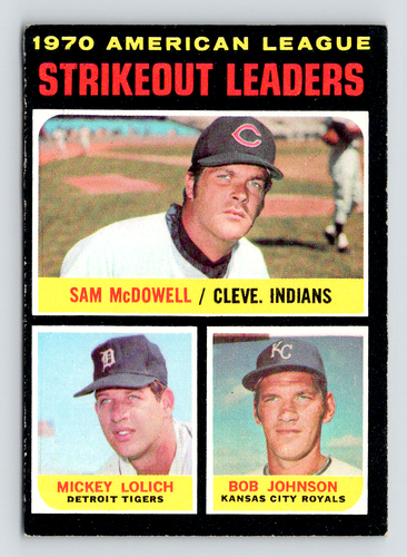 1971 Topps Card #71 Sam McDowell, Mickey Lolich & Bob Johnson ...