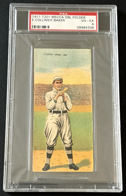 1911 T201 Mecca Double Folders Eddie COLLINS/Home Run BAKER PSA 4 VG EX ...
