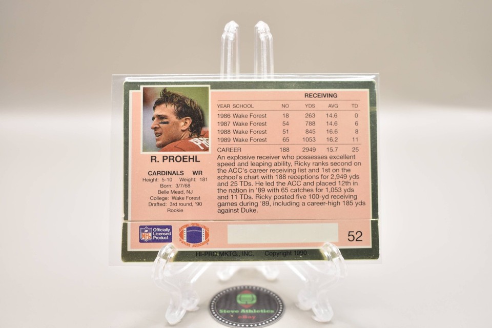 Ricky Proehl Cardinals 1990 Action Packed Football Rookie RC Card Base ...