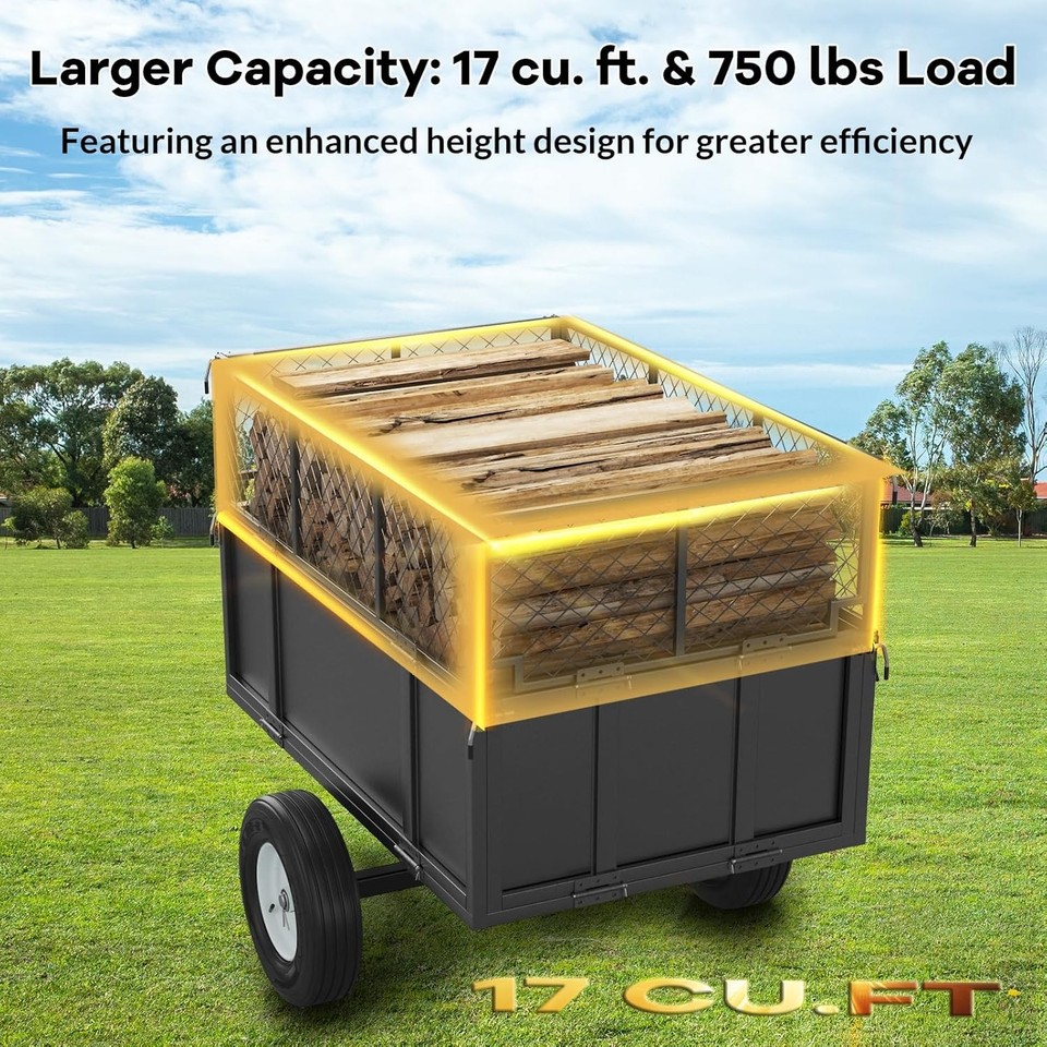 750lb Heavy Duty Dump Cart Garden Utility Trailer for ATV UTV Lawn ...