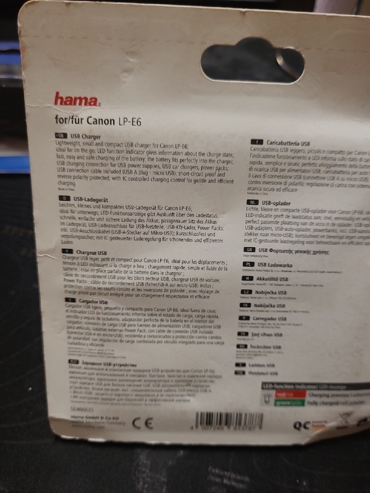 Hama - 81378 USB-Ladegerät Travel für Canon LP-E6 in OVP | eBay