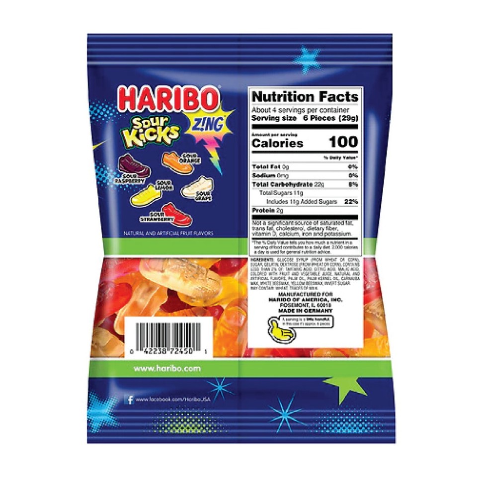 2x Haribo Sour Kicks Sneakers Z!NG Sour Gummi Candy Bags | Large Share ...