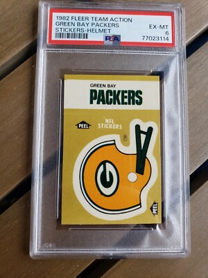 1982 Fleer Team Action Green Bay Packers Stickers Helmet Card PSA 6 EX ...