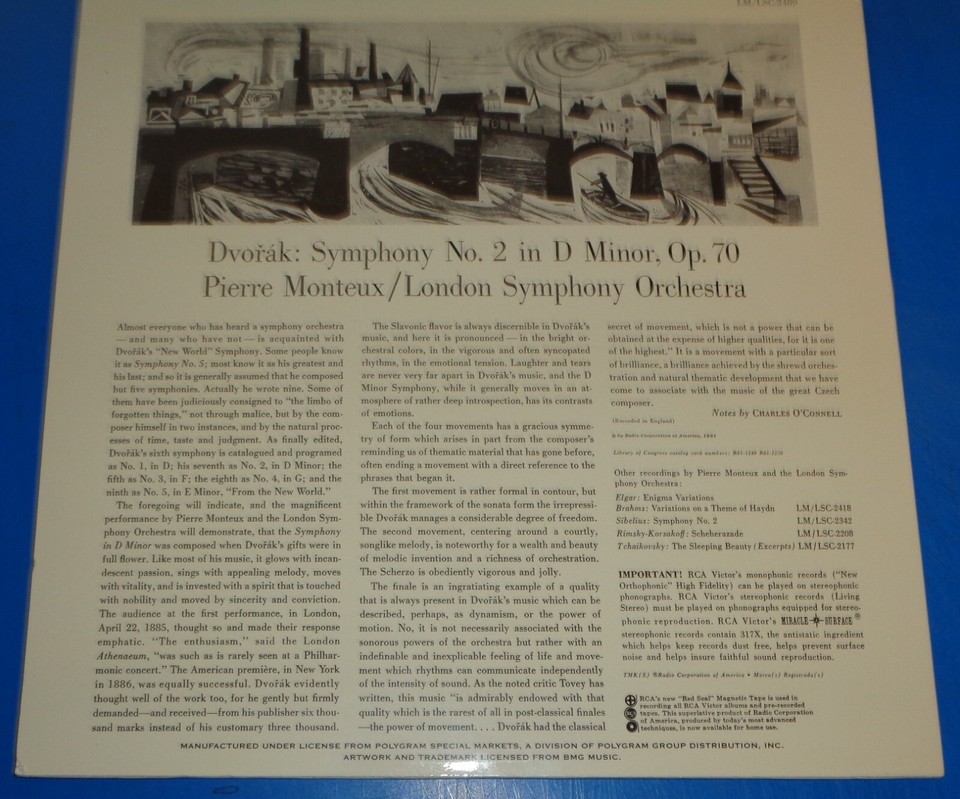 Pierre Monteux DVORAK Symphony No.2 - Classic Records/RCA LSC-2489 | eBay