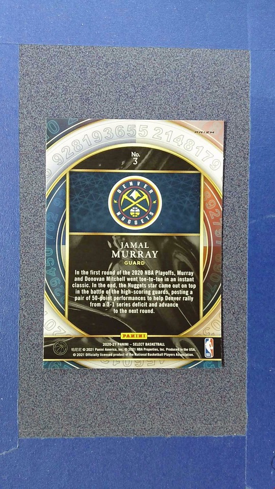 2020-21 Select JAMAL MURRAY #3 Blue Shimmer Numbers Denver Nuggets ...