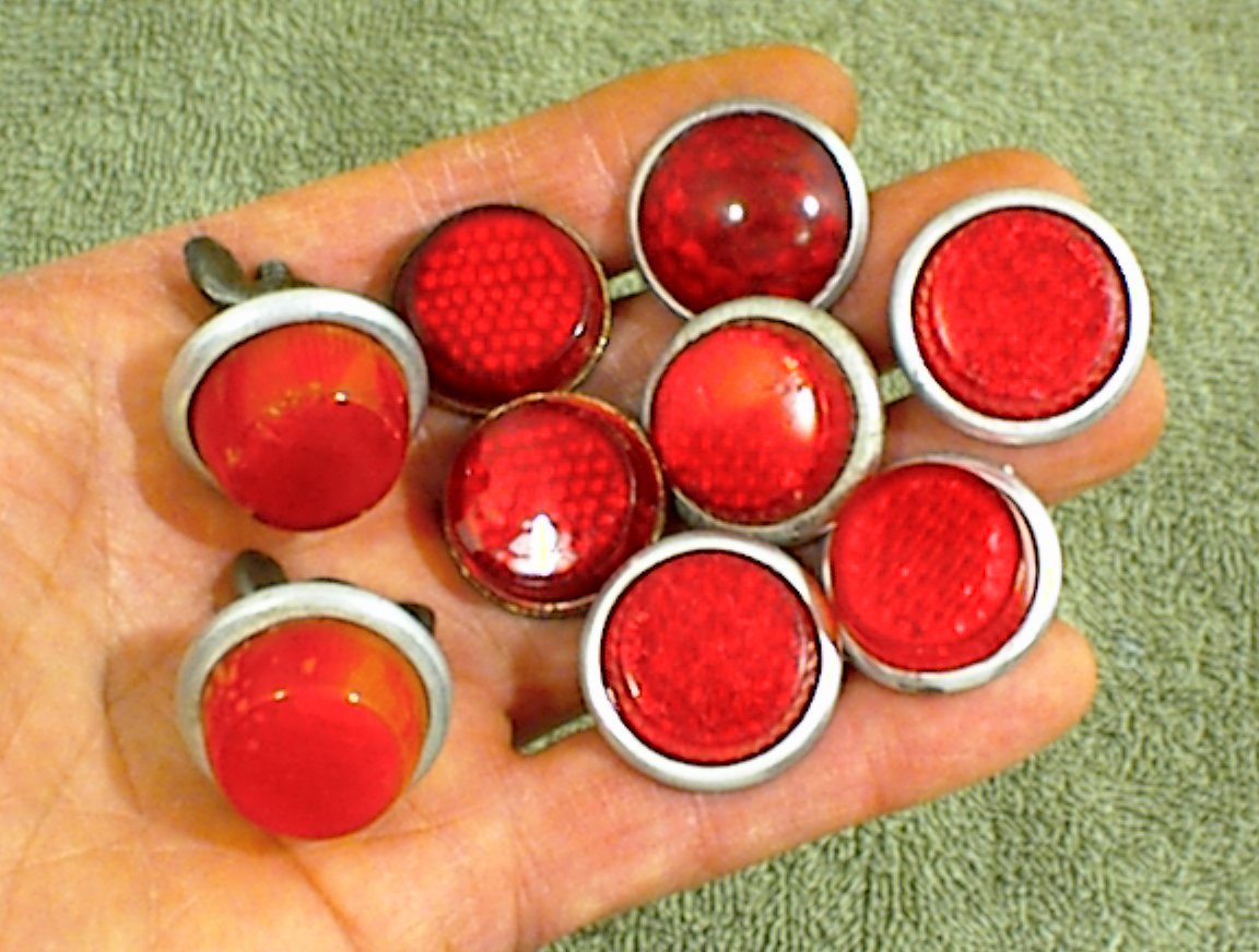 9 VINTAGE LICENSE PLATE REFLECTORS RED CAR TRUCK BICYCLE MOTORCYCLE TAG ...
