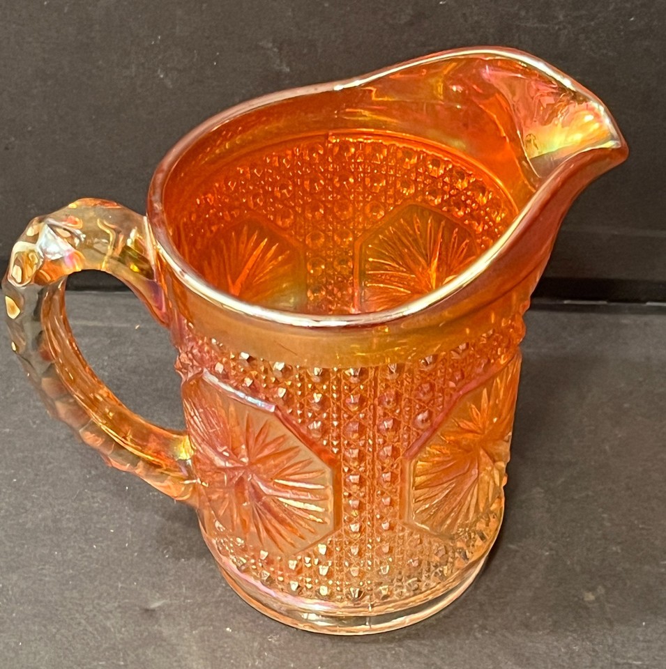 Imperial Carnival Glass Marigold Milk Pitcher "Amelia Star Medallion ...