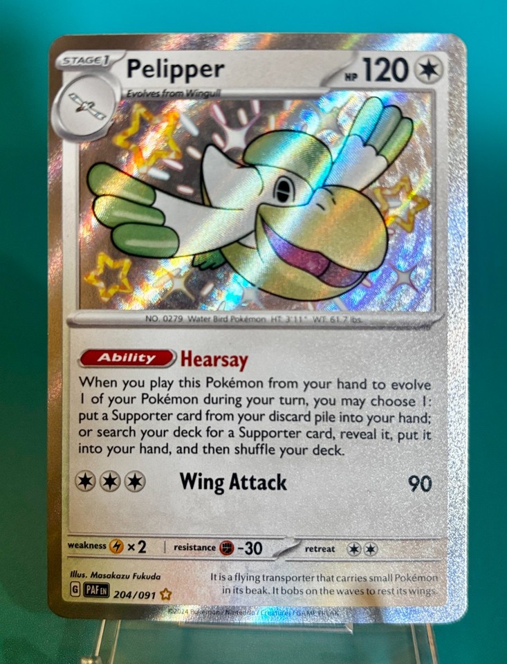 Pelipper - Pokemon TCG Sv: Paldean Fates #204 - Holo Rare Shiny - Near ...