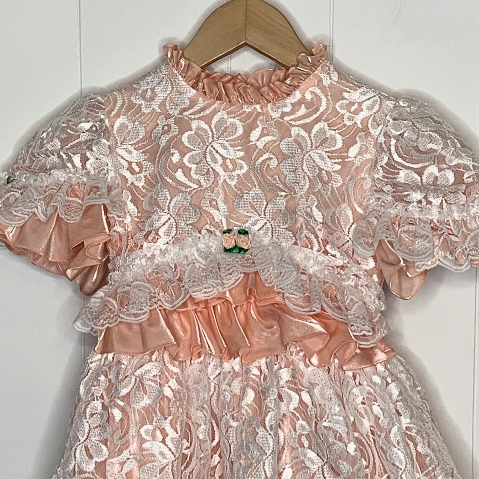 Vintage Pazazz Pageant Dress Sz 3 Full Circle Party Frilly Lace Layered ...