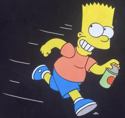 Bart Simpson Sorry Or Whatever Double Sided Tee - Black- (Size L ...