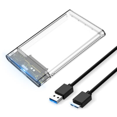 2.5" USB Hard Enclosure Drive SSD HDD Disk SATA Clear 3.0 External Case ...