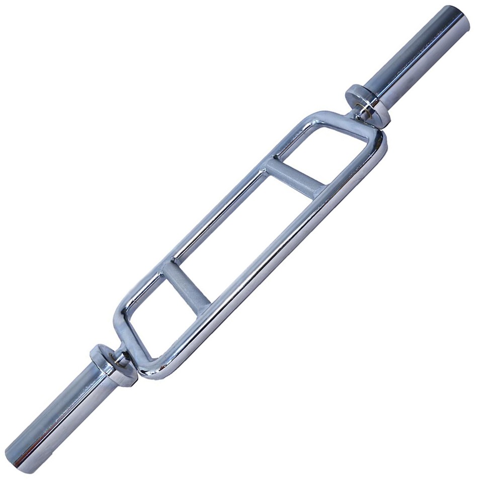 34" Solid Olympic Chrome Tricep Hammer Curl Bar Weight Bar Fitness Gym ...