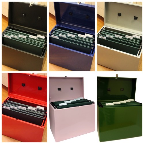 Foolscap Metal Home Office File Storage Box with 5, 10 Suspension File ...