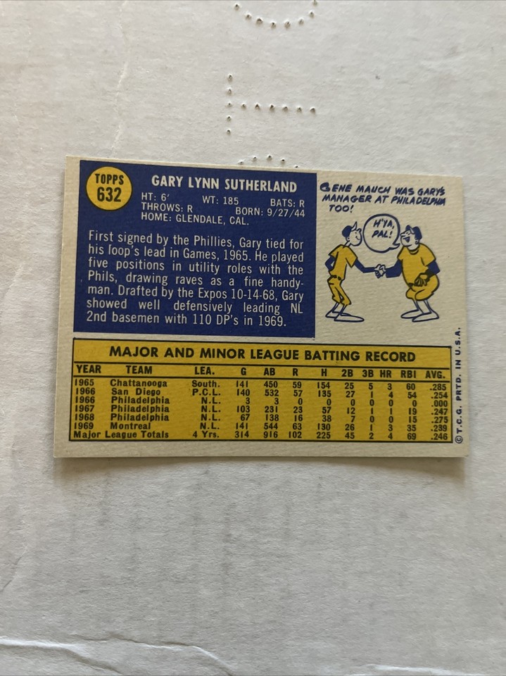 1970 Gary Sutherland Toronto Expos Topps Baseball Card #632 | eBay