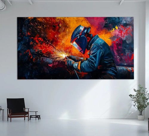Welding Art, Welder Painting, Factory Unframed Canvas Print Australian ...