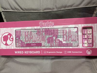 Barbie Wired USB Keyboard Pink Ergonomic Design Culturefly Computer ...