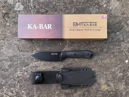 Ka-Bar BK19 Becker Nessmuk 1095 Steel Fixed Blade Knife 4.3" Black ...